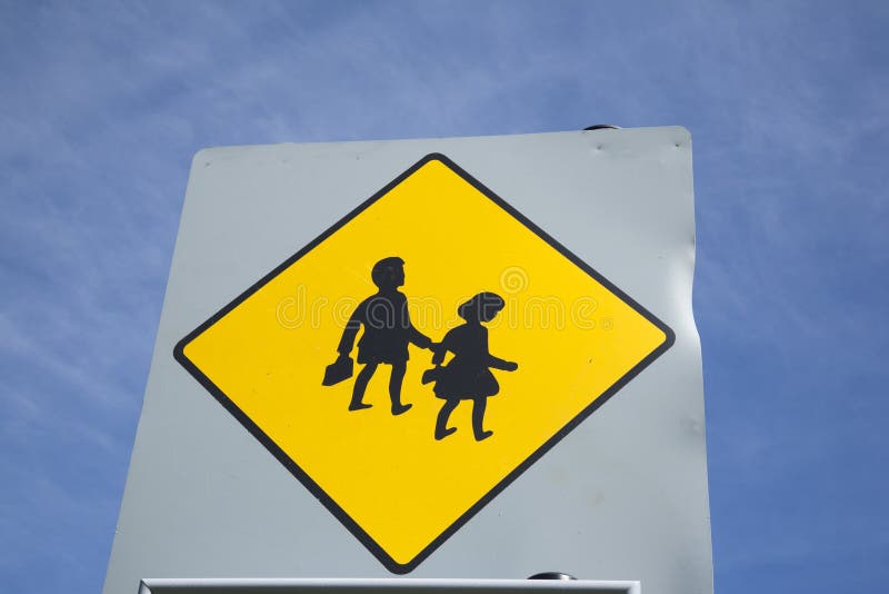 Yellow School Education Sign Stock Photo - Image of transport, blue ...