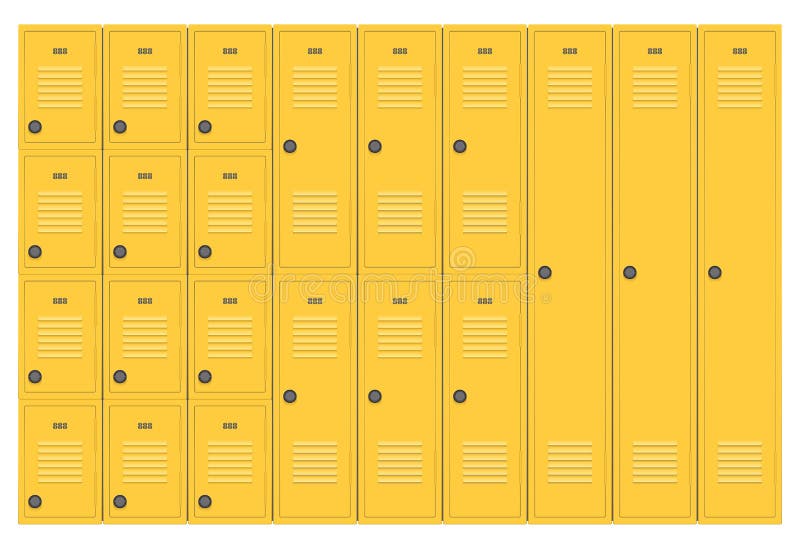 Yellow School Lockers stock vector. Illustration of stack - 179373698