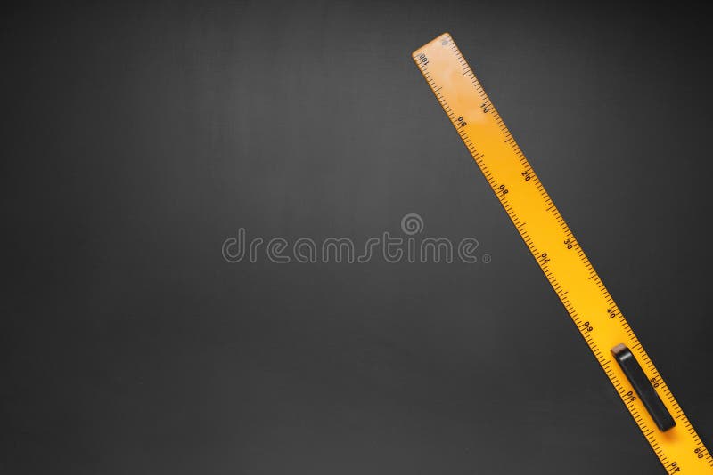 Yellow School Ruler on Blackboard, Top View. Space for Text Stock Photo ...