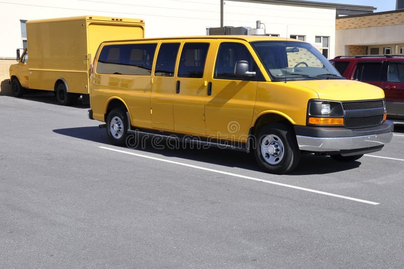 Yellow school van stock photo. Image of carrier, small - 16638250