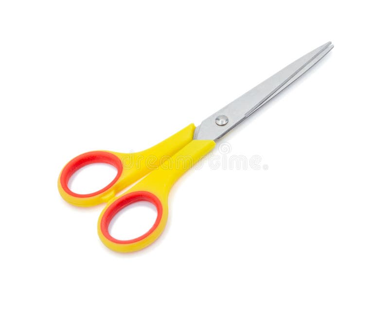 Yellow Scissors Isolated on a White Background Stock Photo - Image of ...