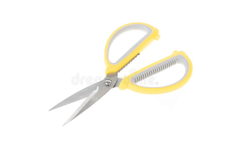 Yellow Scissors. Scissors Isolated on White Background Stock Image ...