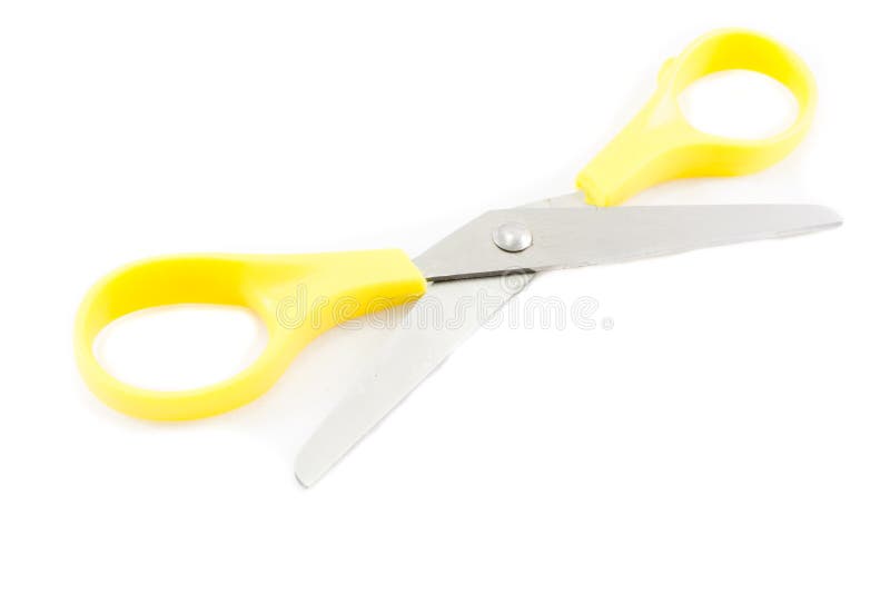 Yellow scissors isolated stock photo. Image of small - 60836442