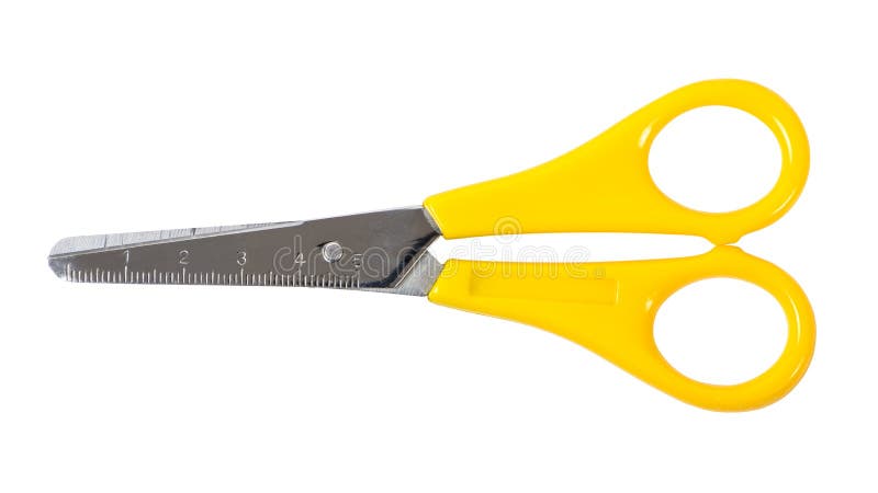 Yellow Scissors with Ruler Isolated on White Background Stock Image ...