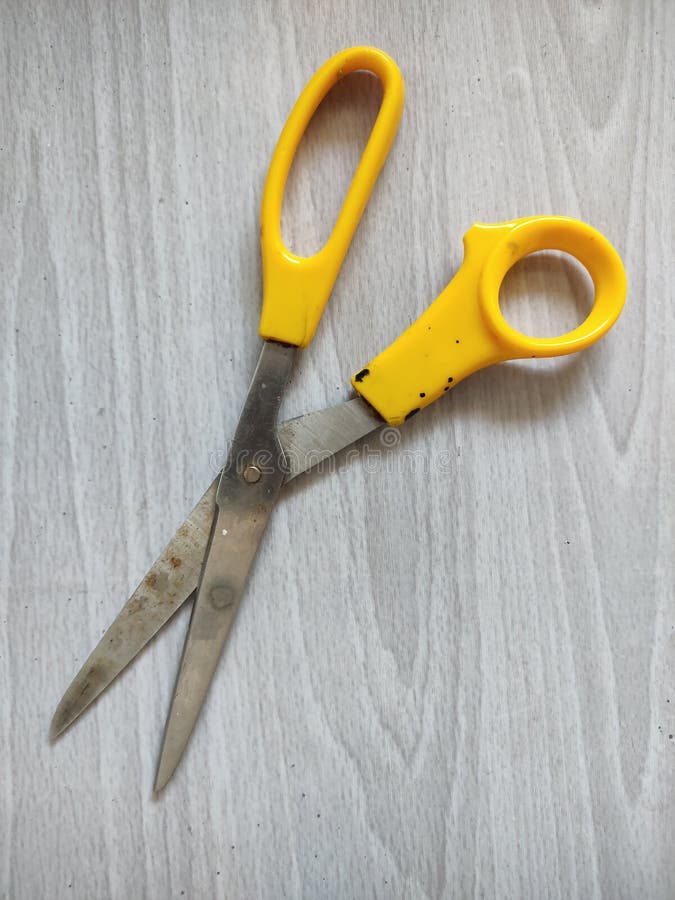 Yellow Scissors that are a Little Rusty Stock Image - Image of rusty ...