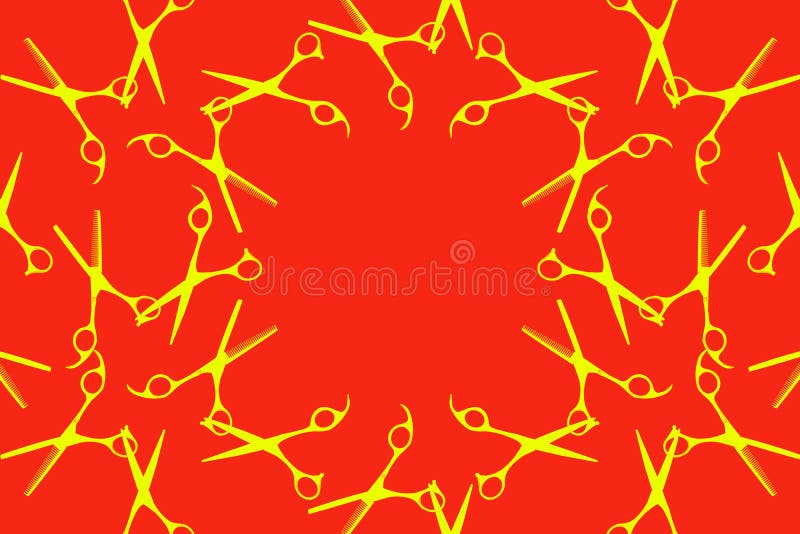 Yellow Scissors on a Red Background Stock Photo - Image of pattern ...