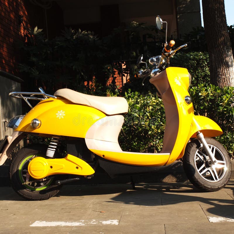 Yellow Scooter In Tuscan Cortona Town Stock Photo - Image of ...