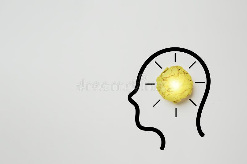 Yellow Scrap Paper Ball with Illustration Painting Inside Human Drawing ...