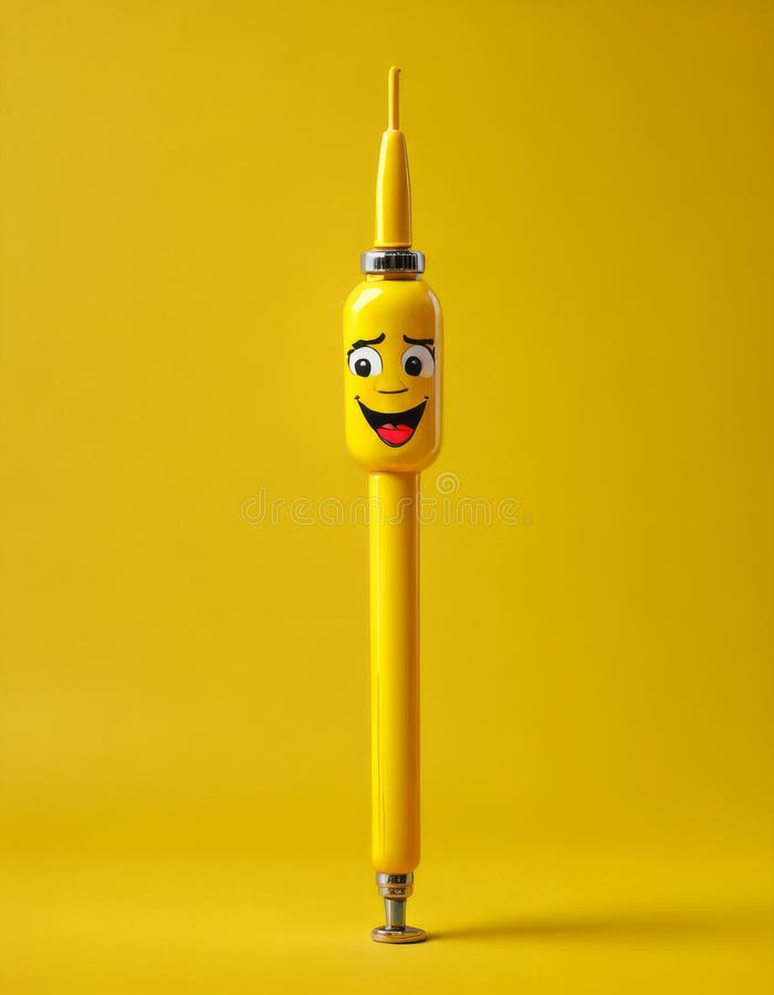 Yellow Screwdriver with Smiling Cartoon Face on Yellow Background Stock ...