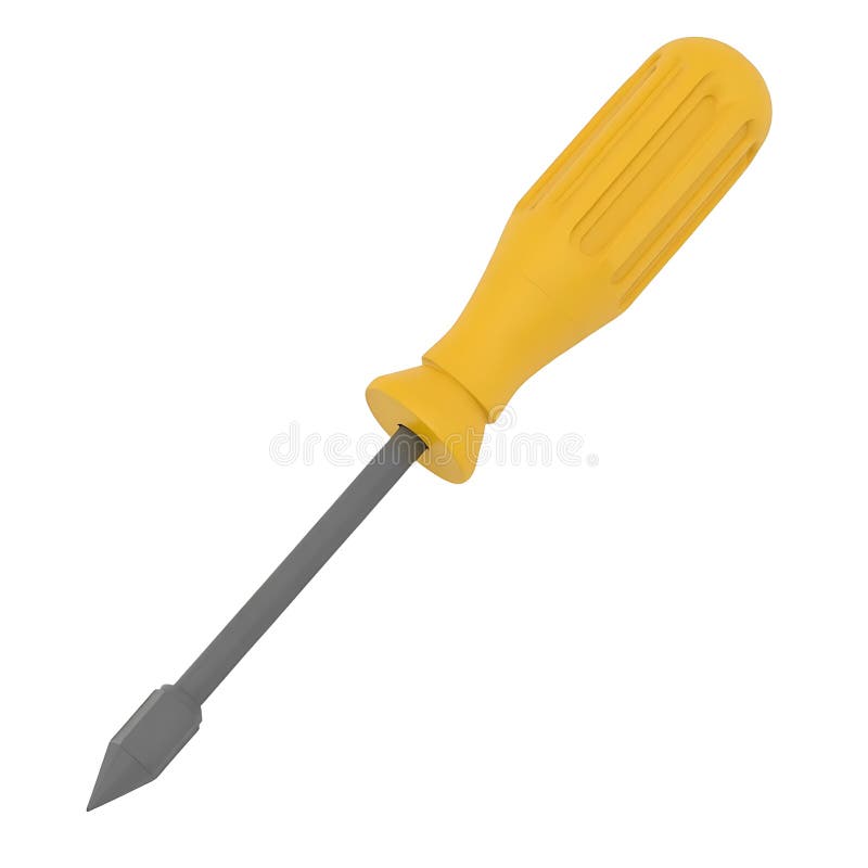 Yellow Screwdriver Tool with Grey Shaft Isolated on White Stock ...