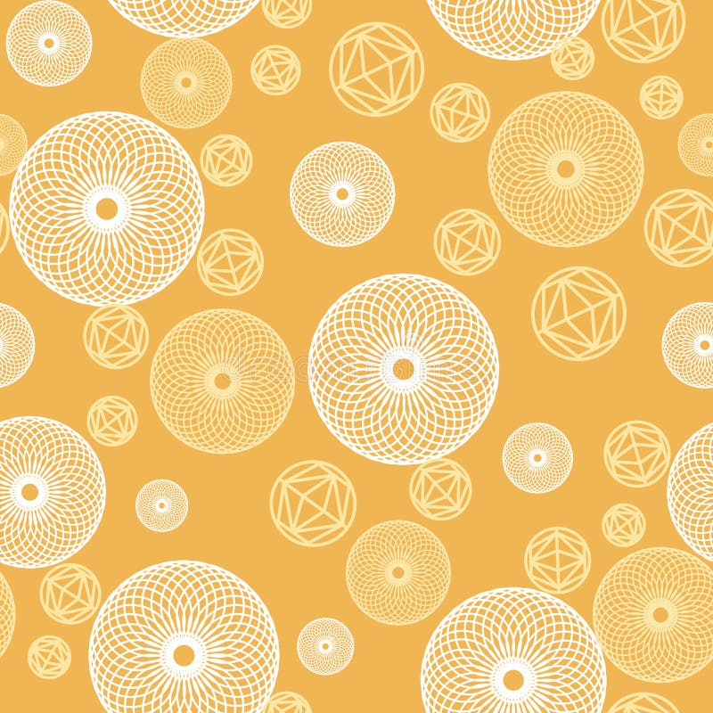 Yellow Seamless Pattern with Geometric Round Symbols Stock Illustration ...