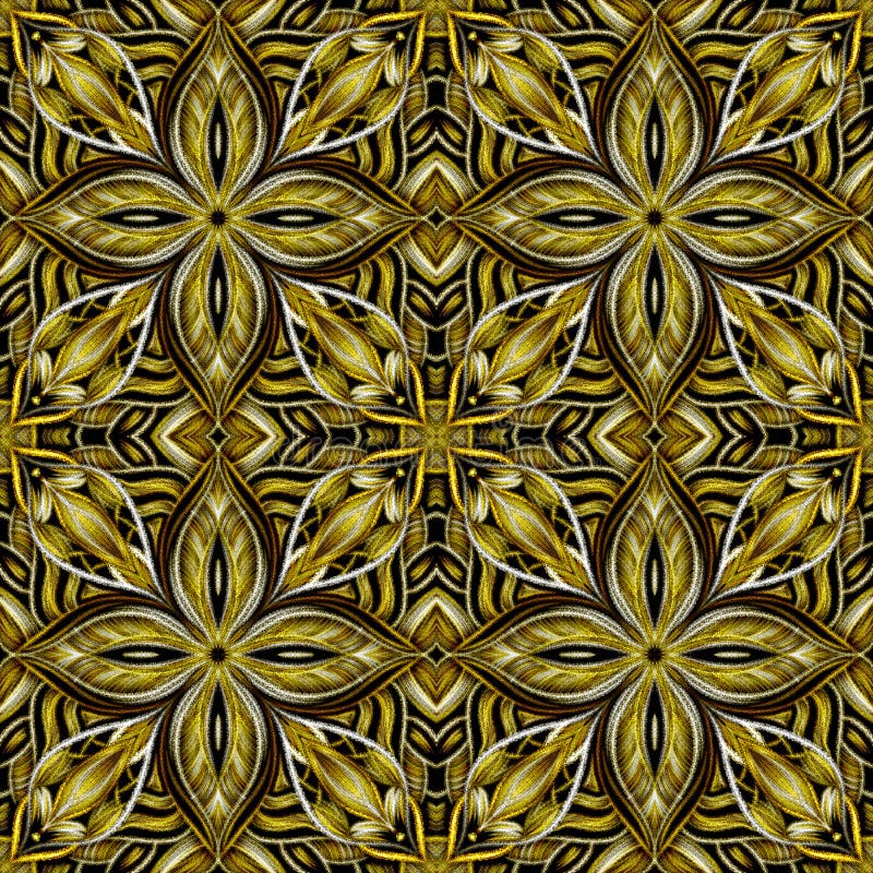 Yellow Seamless Pattern Luxury Style. Golden Textile Interior Design ...