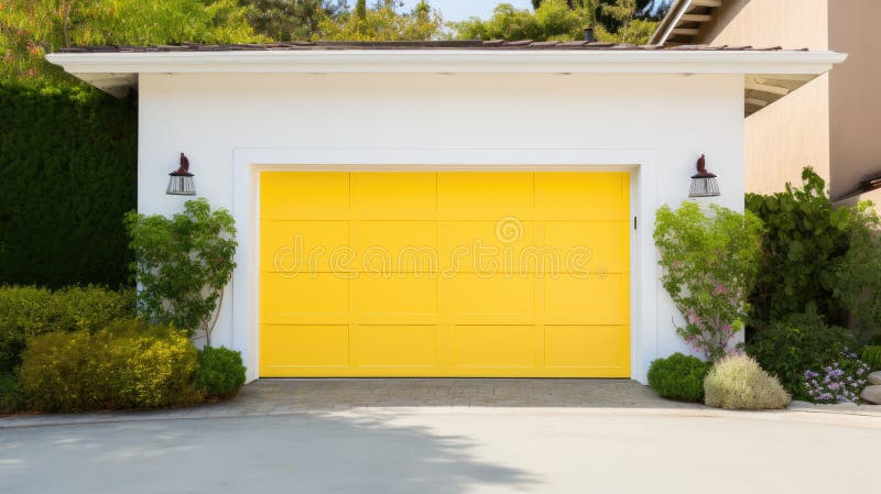 Yellow Sectional Garage Door Stock Illustration - Illustration of ...