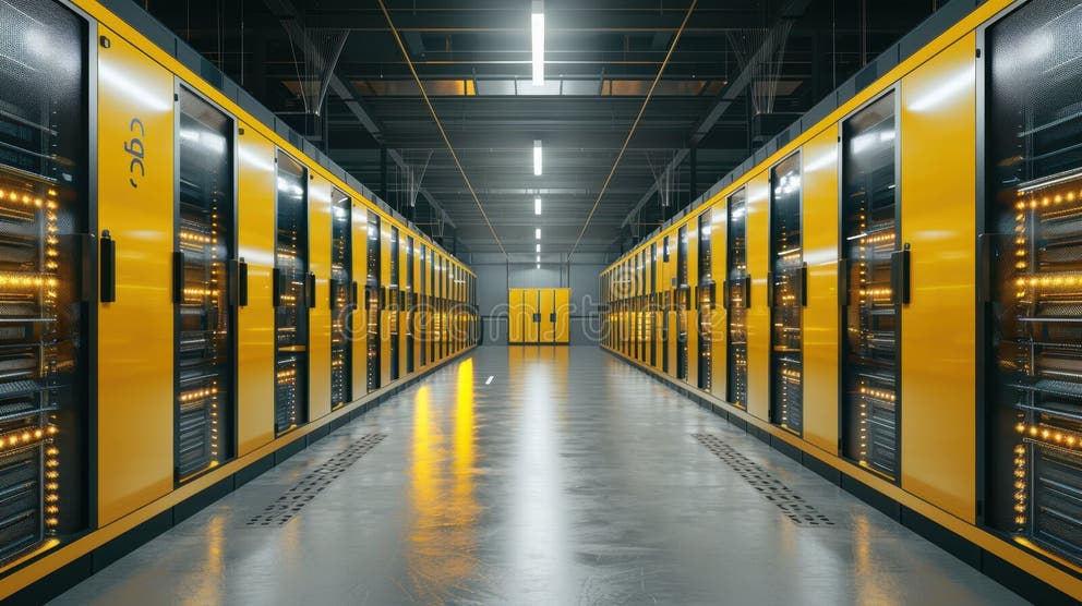 The Yellow Server Racks. AI Generated Stock Photo - Image of racks ...