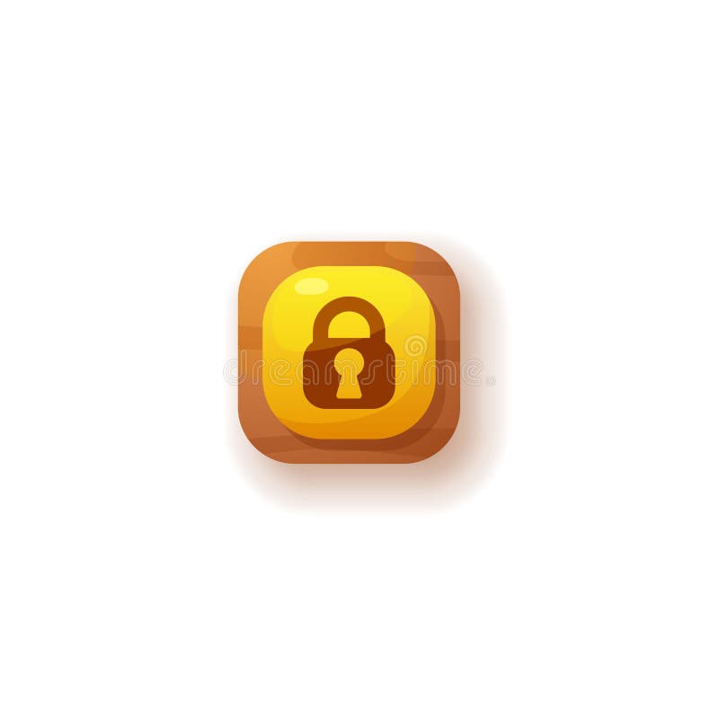 Yellow Shape with Brown Padlock Icon 3D Style, Vector Illustration ...
