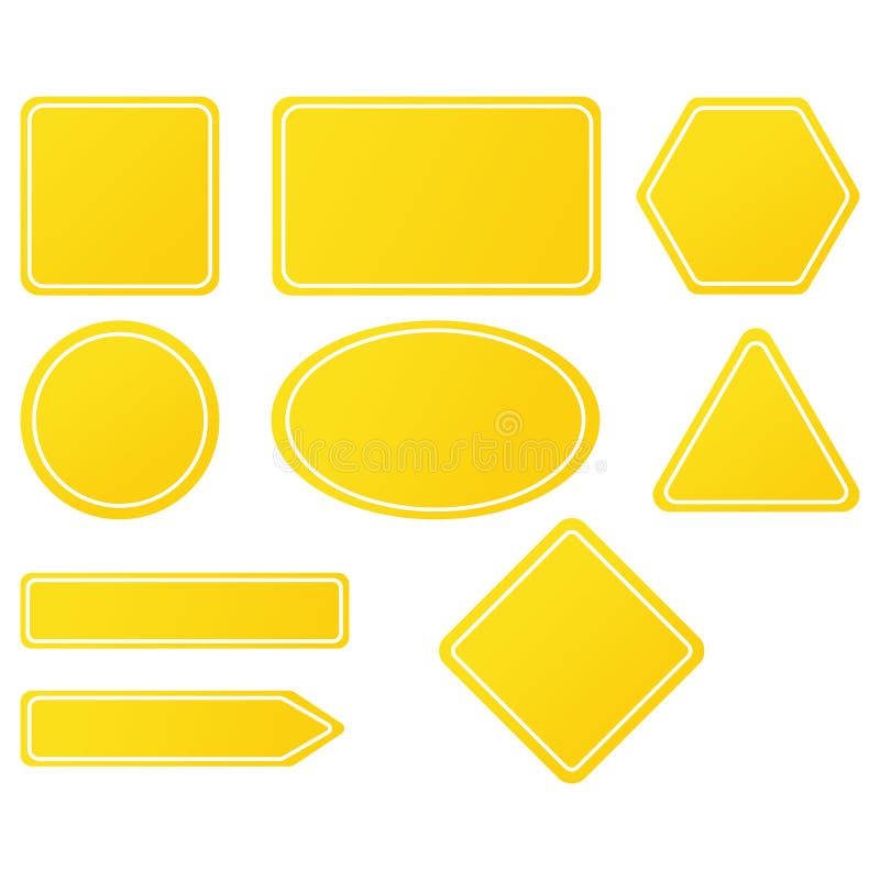 Yellow Shape Set. Vibrant Geometric Forms. Smooth Color Outline. Vector ...