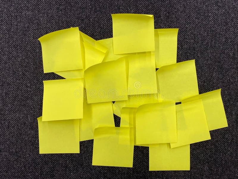 Yellow Sheets of Paper for Notes. Set of Yellow Sticky Notes Used for ...