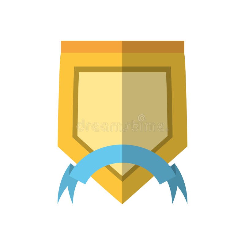 Yellow Shield with Blue Ribbon Label Shadow Stock Illustration ...