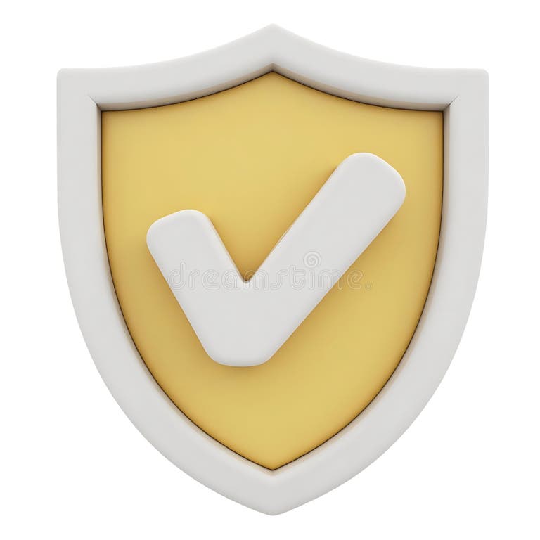 Yellow Shield Icon Check Mark Approved Security Safety Stock ...