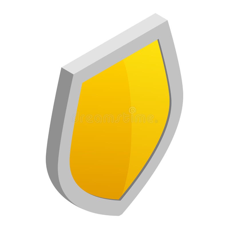 Yellow Shield Icon in Isometric 3d Style Stock Vector - Illustration of ...