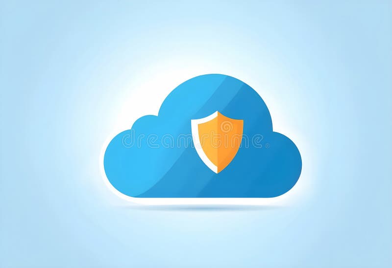 Yellow Shield Inside of a Blue Cloud on it Stock Vector - Illustration ...