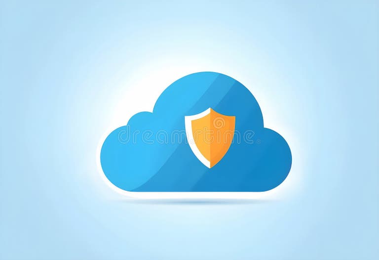 Yellow Shield Inside of a Blue Cloud on it Stock Vector - Illustration ...