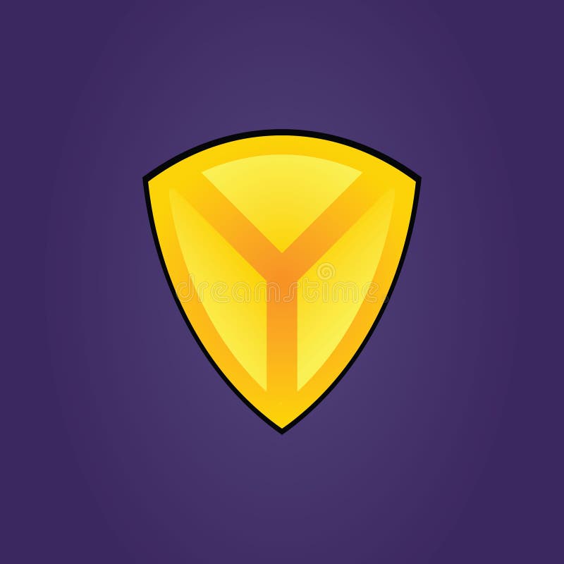Yellow Shield Logo Applied for a Logo of the Cyber Security. Stock ...