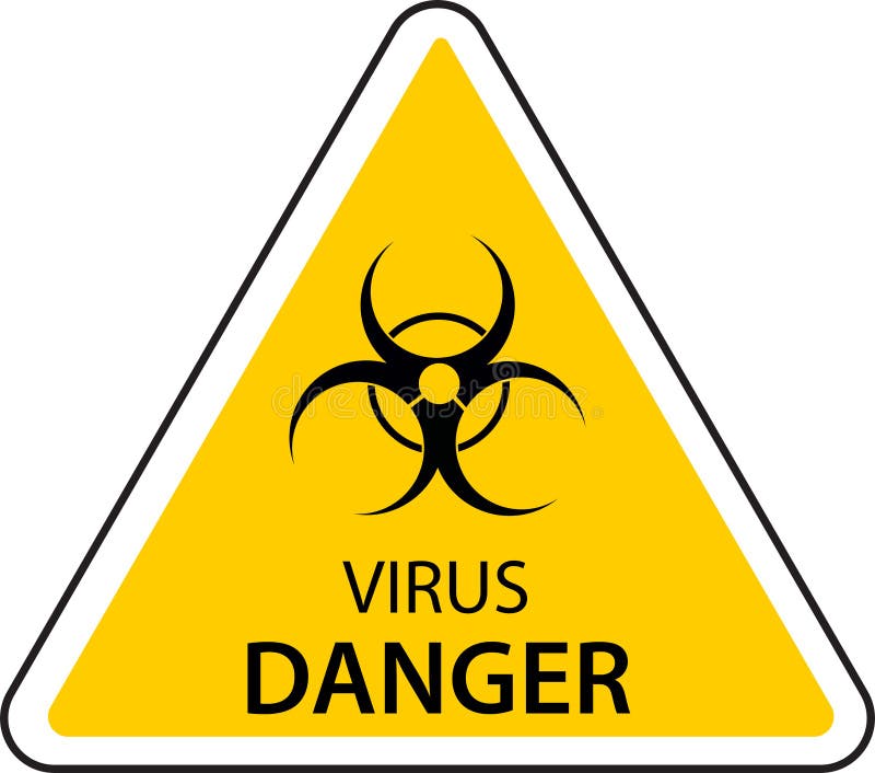 Yellow Shield with a Virus Symbol and the Text Virus Danger - Vector ...