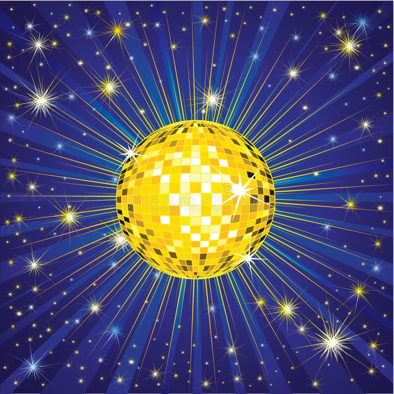 Yellow shining disco-ball stock vector. Illustration of discoball ...