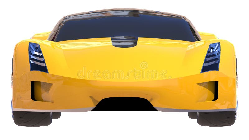 Yellow Shiny Conceptual Sports Car of the Future. Stock Illustration ...