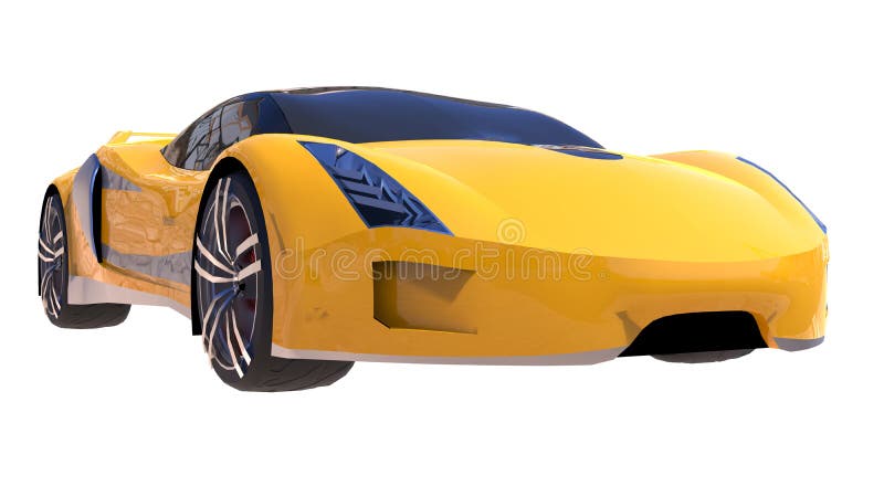 Yellow Shiny Conceptual Sports Car of the Future. Stock Illustration ...