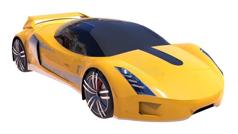 Yellow Shiny Conceptual Sports Car of the Future. Stock Illustration ...