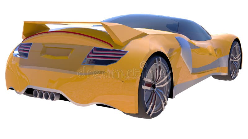Yellow Shiny Conceptual Sports Car of the Future. Stock Illustration ...