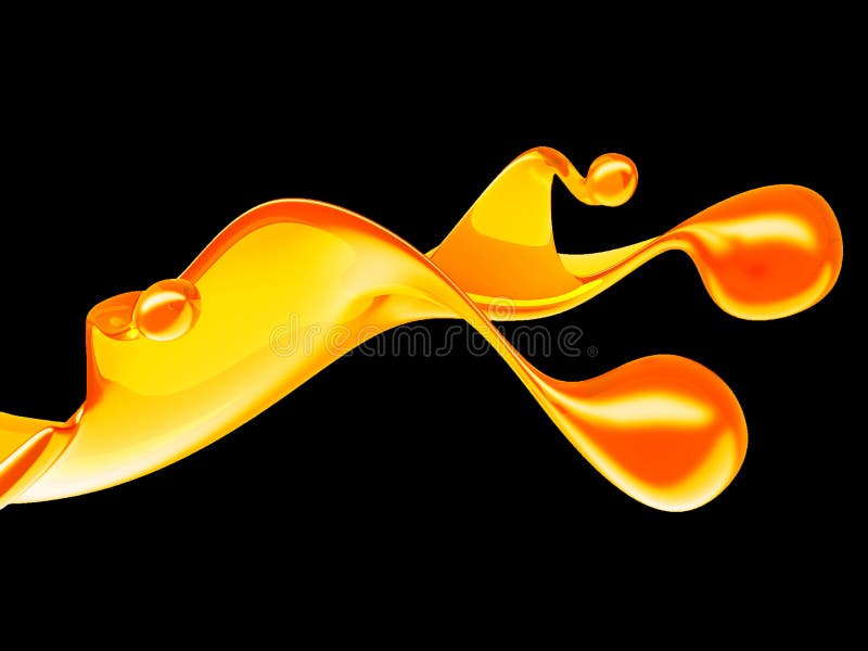 Yellow Shiny Transparent Liquid Splash on Black Background Stock ...