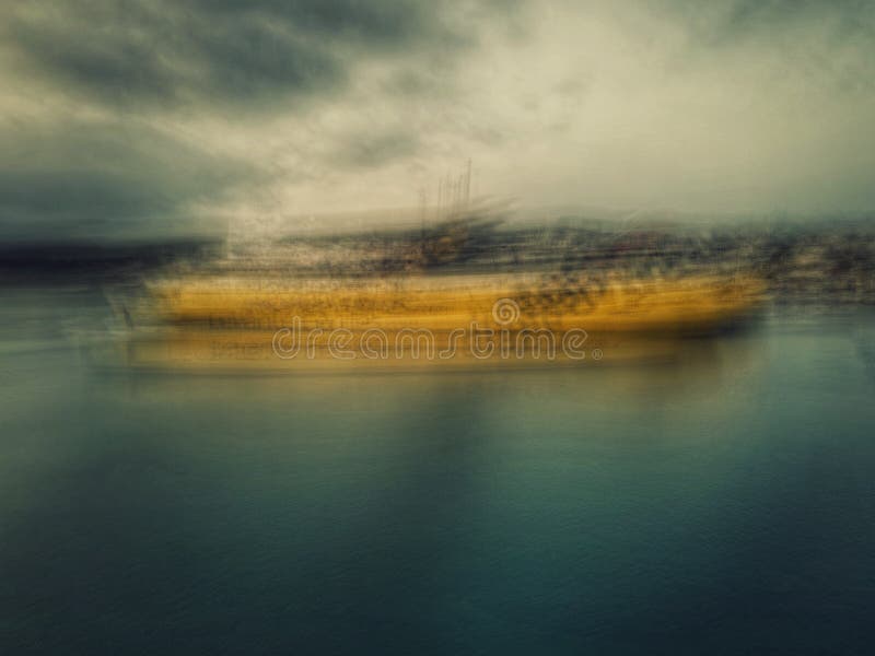 Yellow ship in the harbor stock image. Image of ship - 174134077