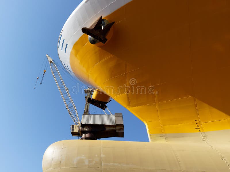 Yellow Ship Inside a Dry Dock Stock Photo - Image of gdansk, yellow ...