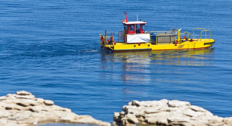 Yellow Ship in the Ocean stock image. Image of nature - 22437723