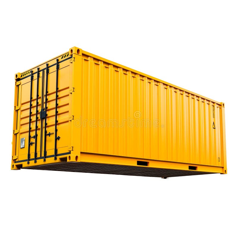 Yellow Shipping Container Isolated on a Transparent Background. Cargo ...