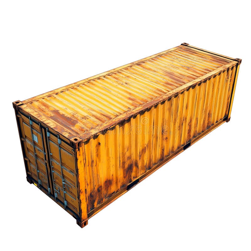 Yellow Shipping Container Isolated on a Transparent Background. Cargo ...