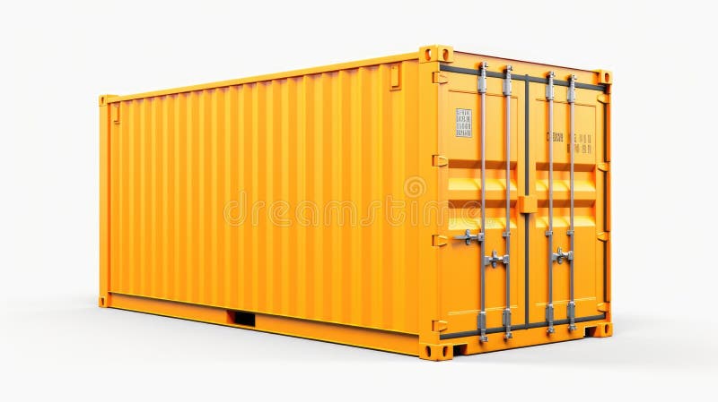 A Yellow Shipping Container on a Plain White Background. Perfect for ...