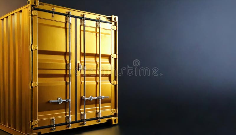 Yellow Shipping Container in a Dark Studio Setting with Dramatic ...