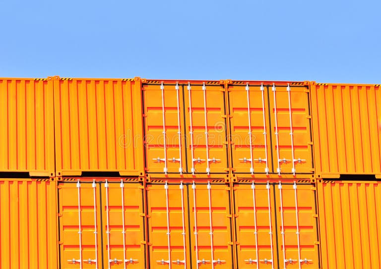 Yellow shipping containers stock photo. Image of dockyard - 22568104