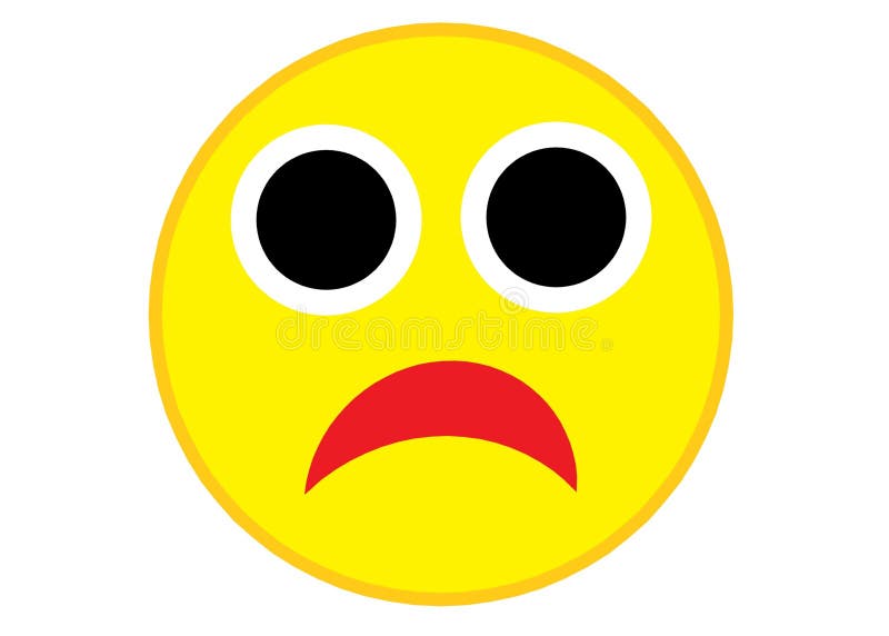 A Yellow Shocked Fear Expression Smiley Emoticon White Backdrop Stock ...