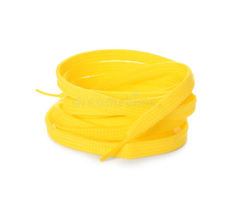 Yellow Shoe Lace Isolated on White. Stylish Accessory Stock Image ...