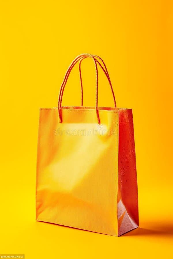A Yellow Shopping Bag on a Yellow Background Stock Photo - Image of ...