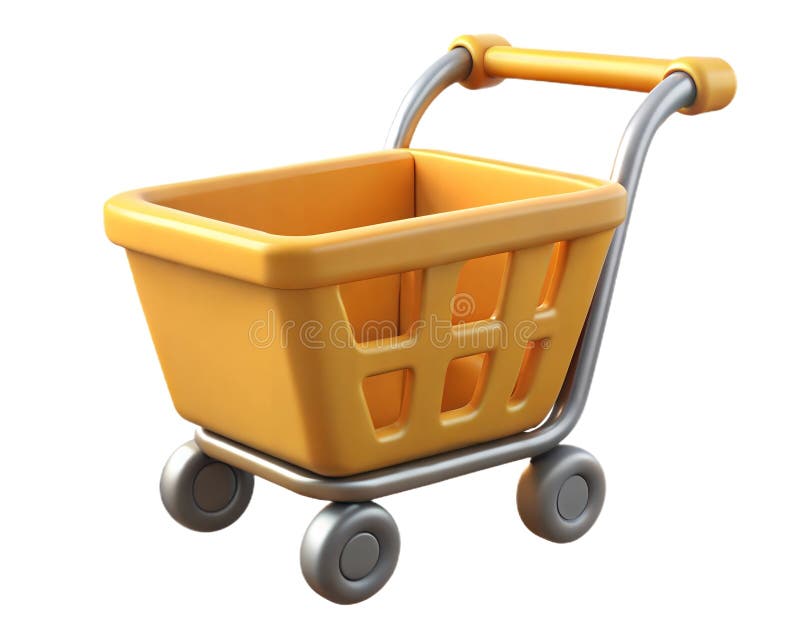 Yellow Shopping Cart Isolated on White Background Stock Image ...
