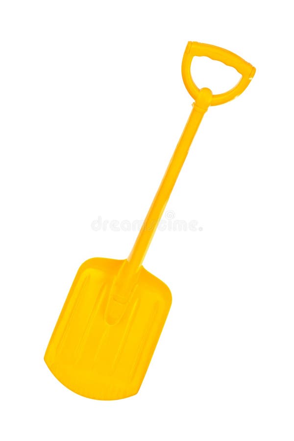 Yellow toy shovel in sand. stock image. Image of water - 88657975