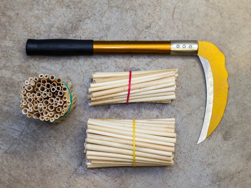 Yellow Sickle on Concrete Floor Stock Photo - Image of cereal, golden ...