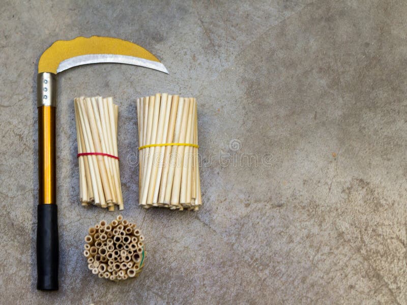Yellow Sickle on Concrete Floor Stock Photo - Image of rural, tool ...