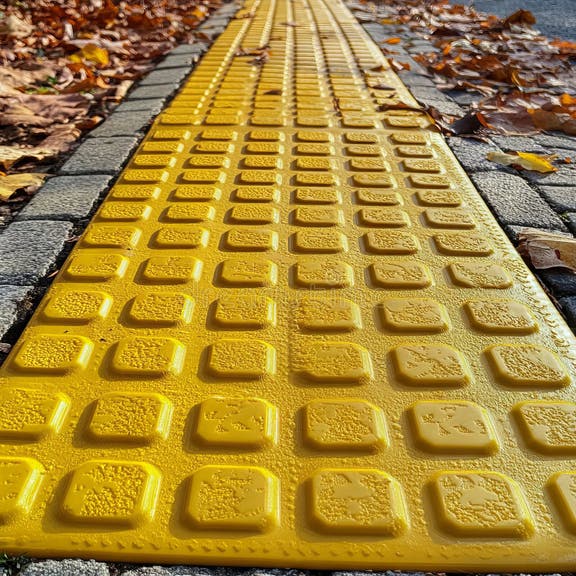 A Yellow Sidewalk with a Yellow Mat on the Side of it Stock Photo ...